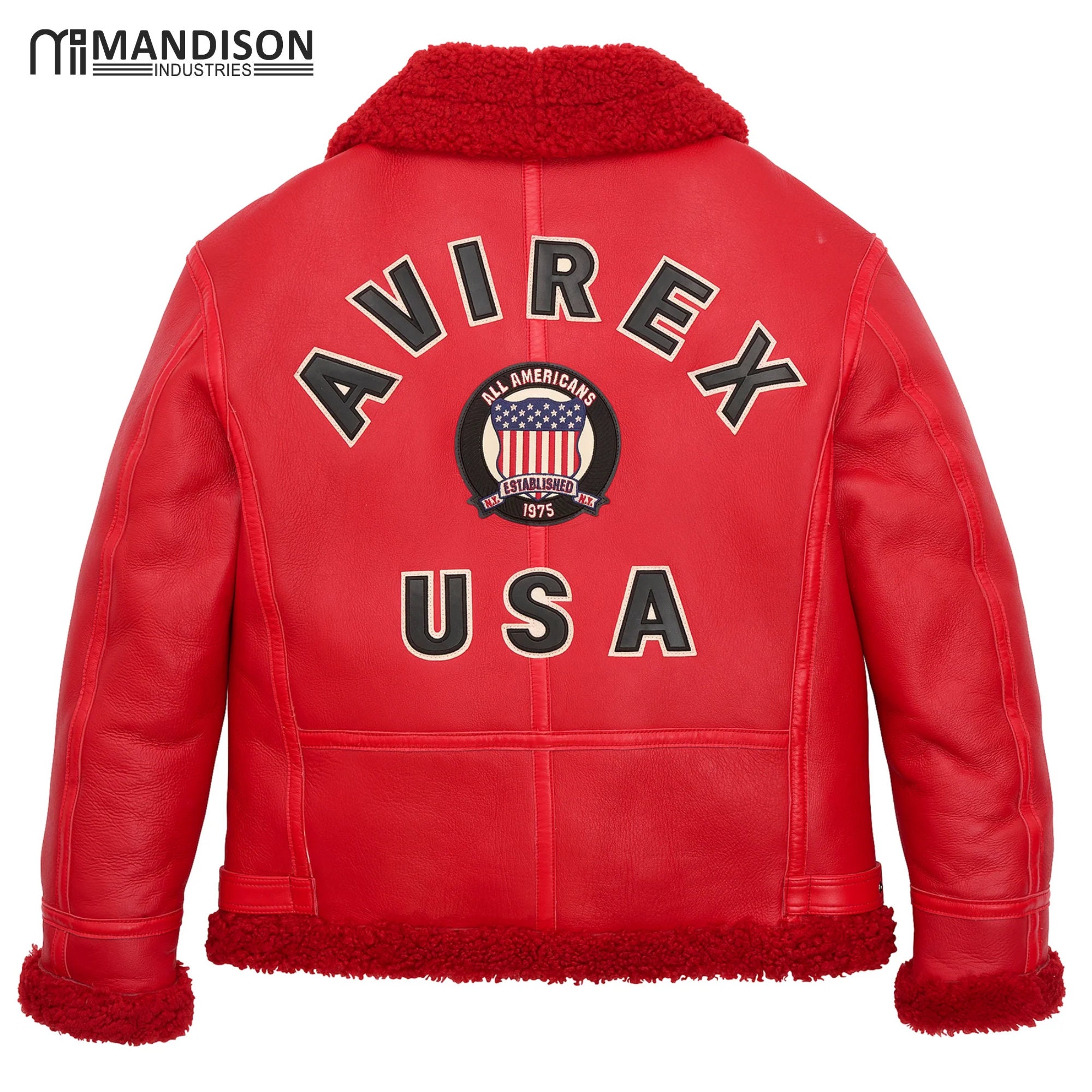 Red Shearling Icon Jacket, B3 Shearling Icon Jacket, USA Edition Icon ...