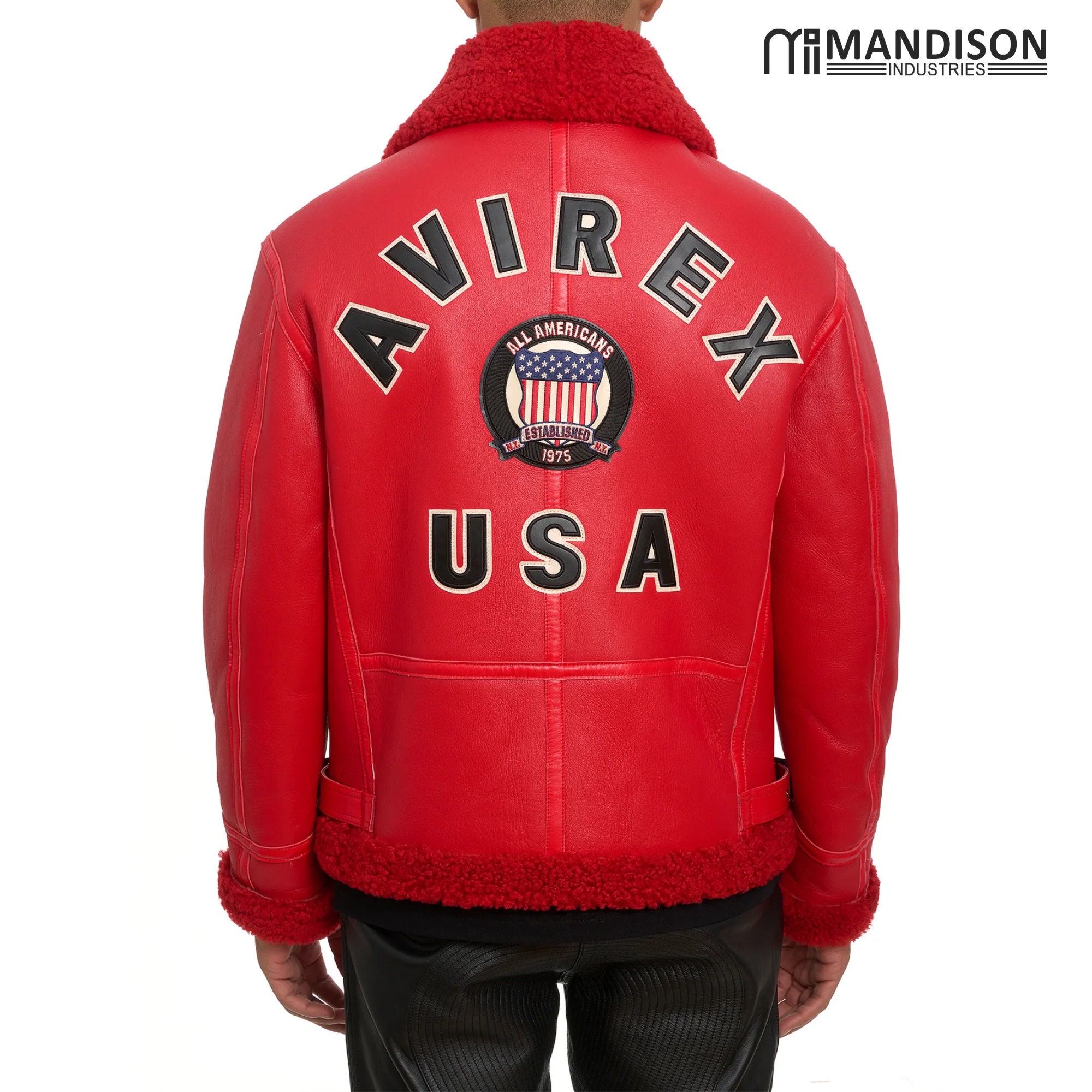 Red Shearling Icon Jacket, B3 Shearling Icon Jacket, USA Edition Icon ...