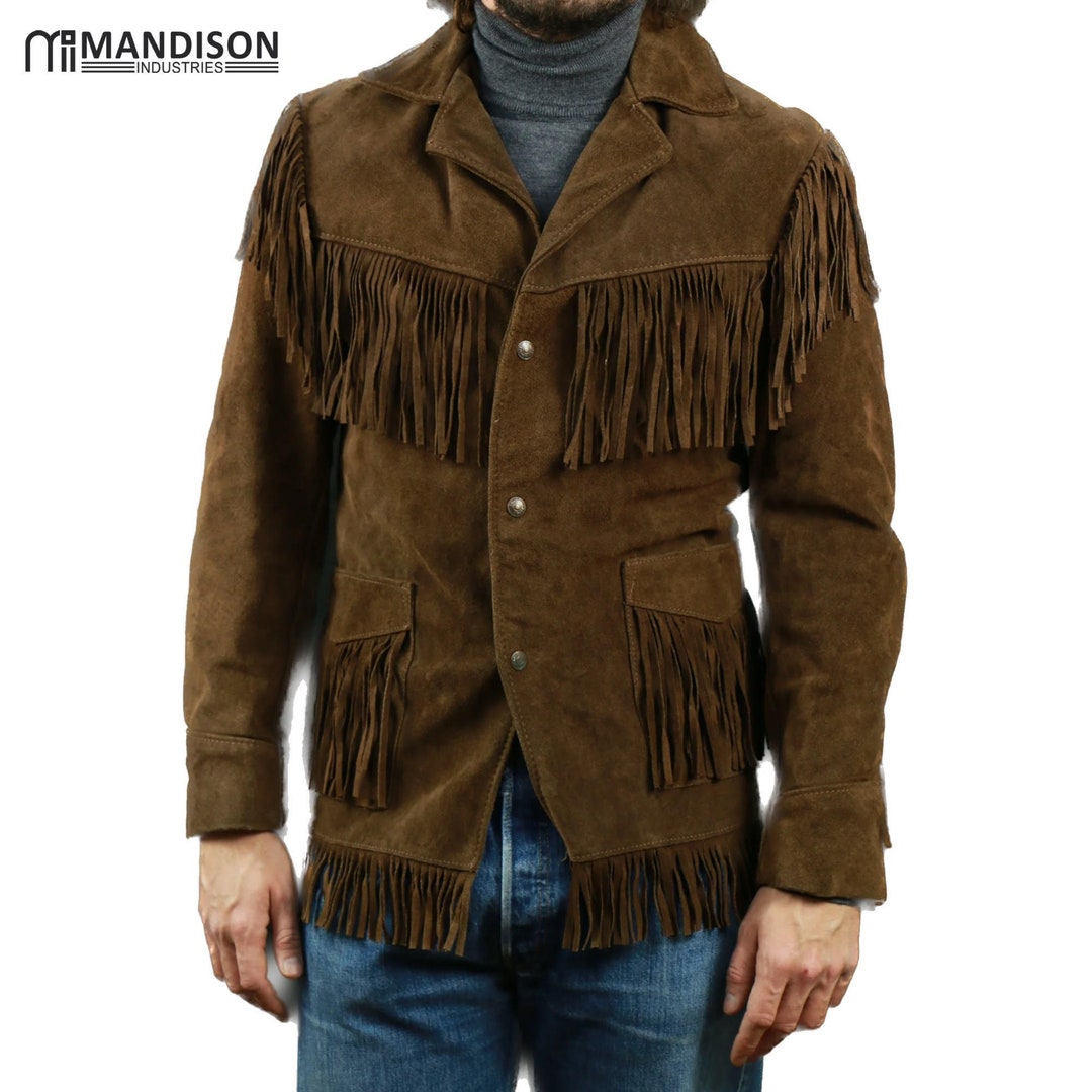 Suede Leather Jacket, Men's Western Leather Jacket, Native American ...