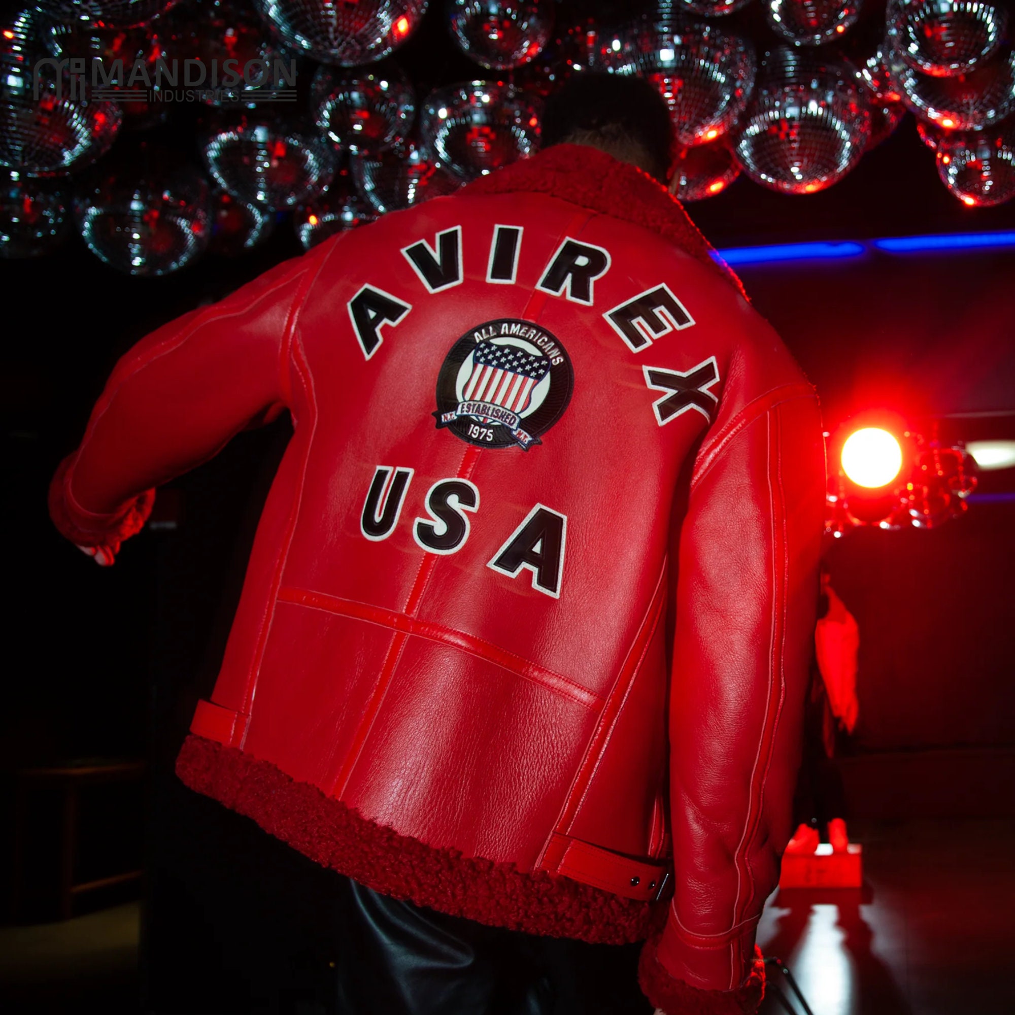 Red Shearling Icon Jacket, B3 Shearling Icon Jacket, USA Edition Icon ...