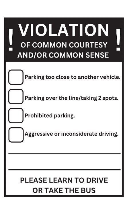Violation Parking Cards | Digital Download, 3 Pages (27 Cards) Funny ...