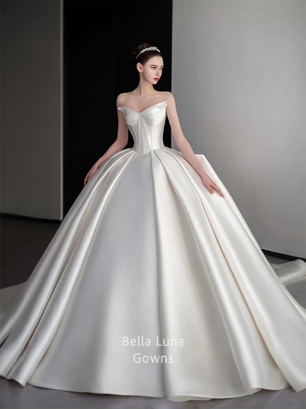 Modern Satin Ball Gown Wedding Dress With Sculpted Corset Bodice - Etsy