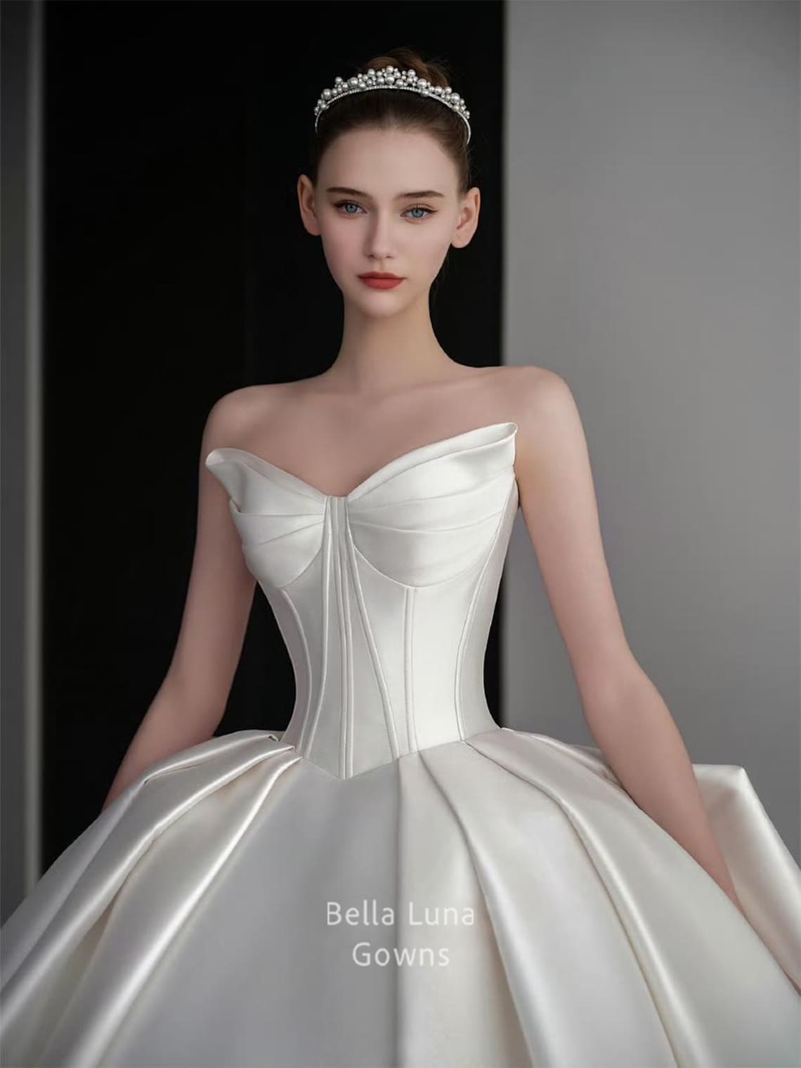 Modern Satin Ball Gown Wedding Dress With Sculpted Corset Bodice - Etsy