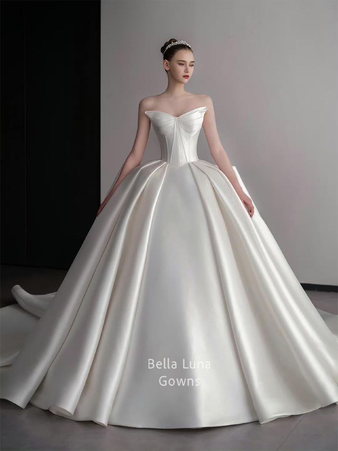 Modern Satin Ball Gown Wedding Dress With Sculpted Corset Bodice - Etsy
