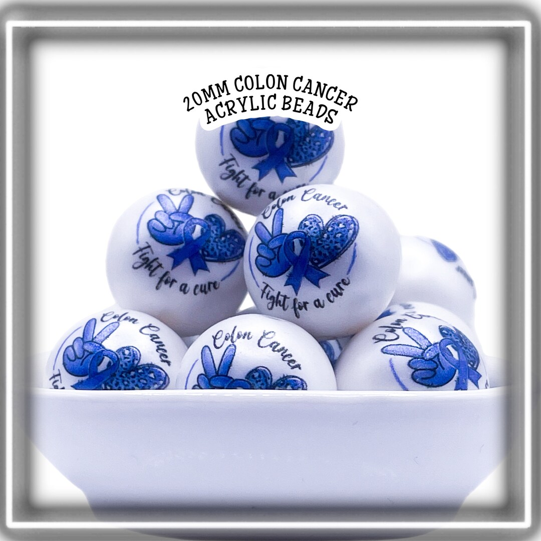 20MM Colon Cancer Awareness Premium Print 10 Beads per Pack Acrylic ...