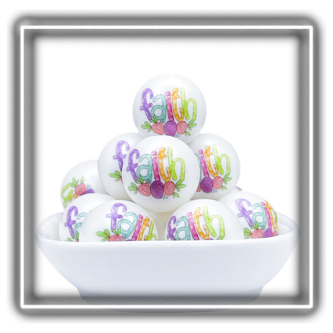 Faith Print Acrylic Beads, 20MM Chunky Bubblegum Beads (10 per Pack) - Etsy