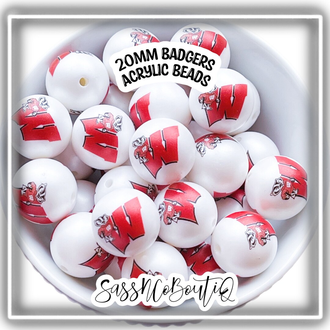20MM Custom Wisconsin Large Print Acrylic Beads 10 Beads per - Etsy