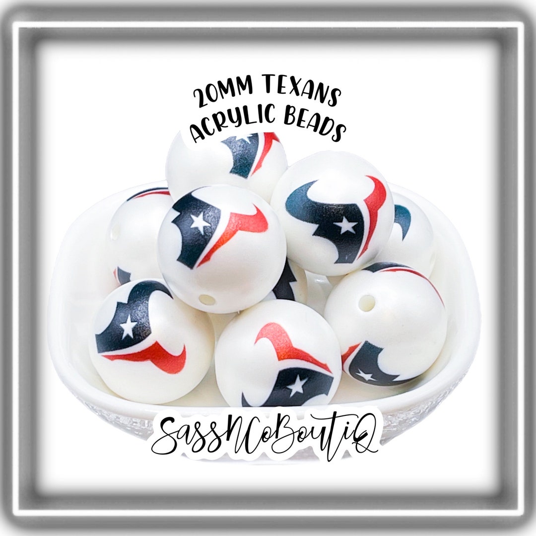 20MM Custom Large Print Texas Acrylic Beads 10 Beads per Pack Bubblegum ...