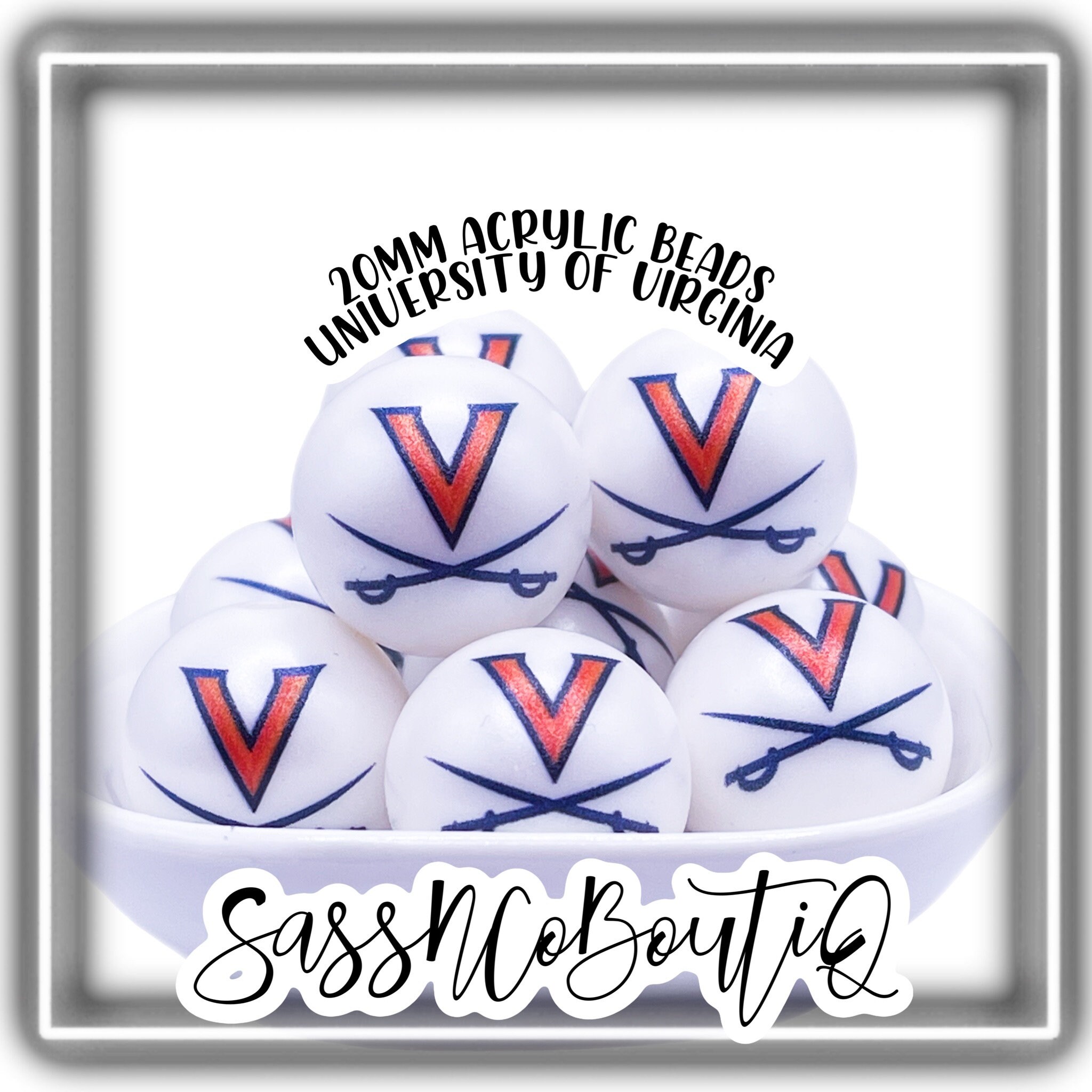20MM Premium Large Print Acrylic Beads: University of Virginia — Sass ...