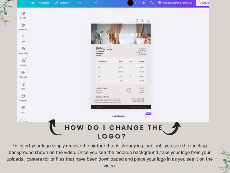 Invoice Template Editable in Canva Printable Invoice Log for Business ...