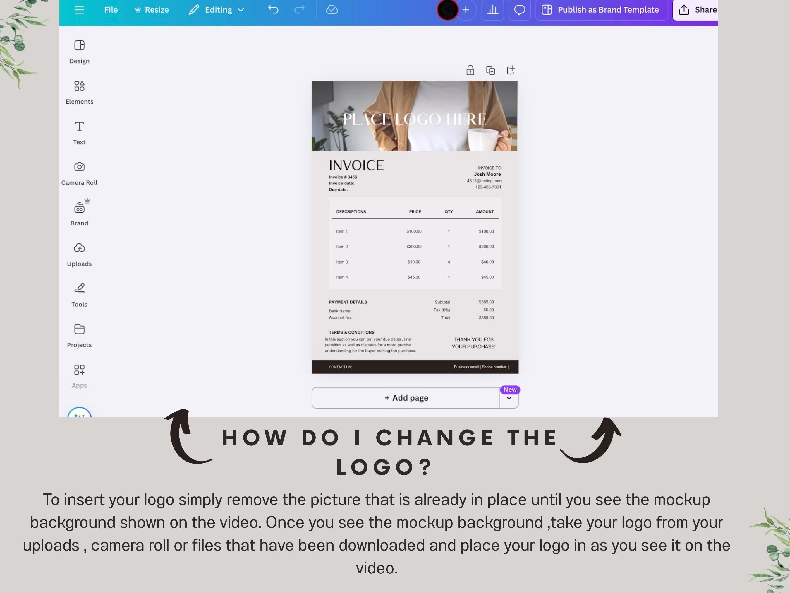 Invoice Template Editable in Canva Printable Invoice Log for Business ...