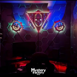 GIANT NEON Cyberpunk LAMP Led Gamer Decor Sci-fi Wall Art Cyborg Robot ...