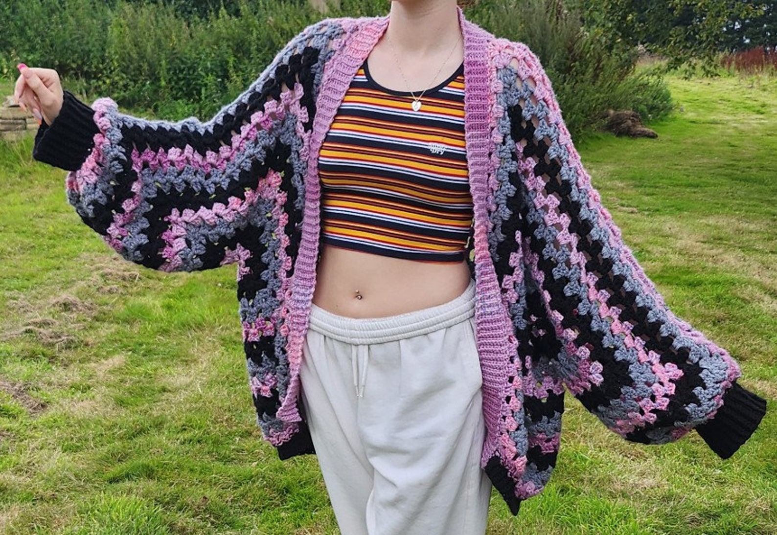 Baggy Mid-length Hexi-cardigan Crochet Custom - Etsy