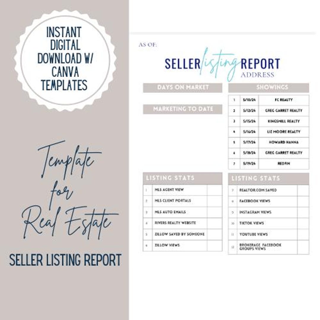 Real Estate:seller Listing Report,listing Update,listing Performance ...