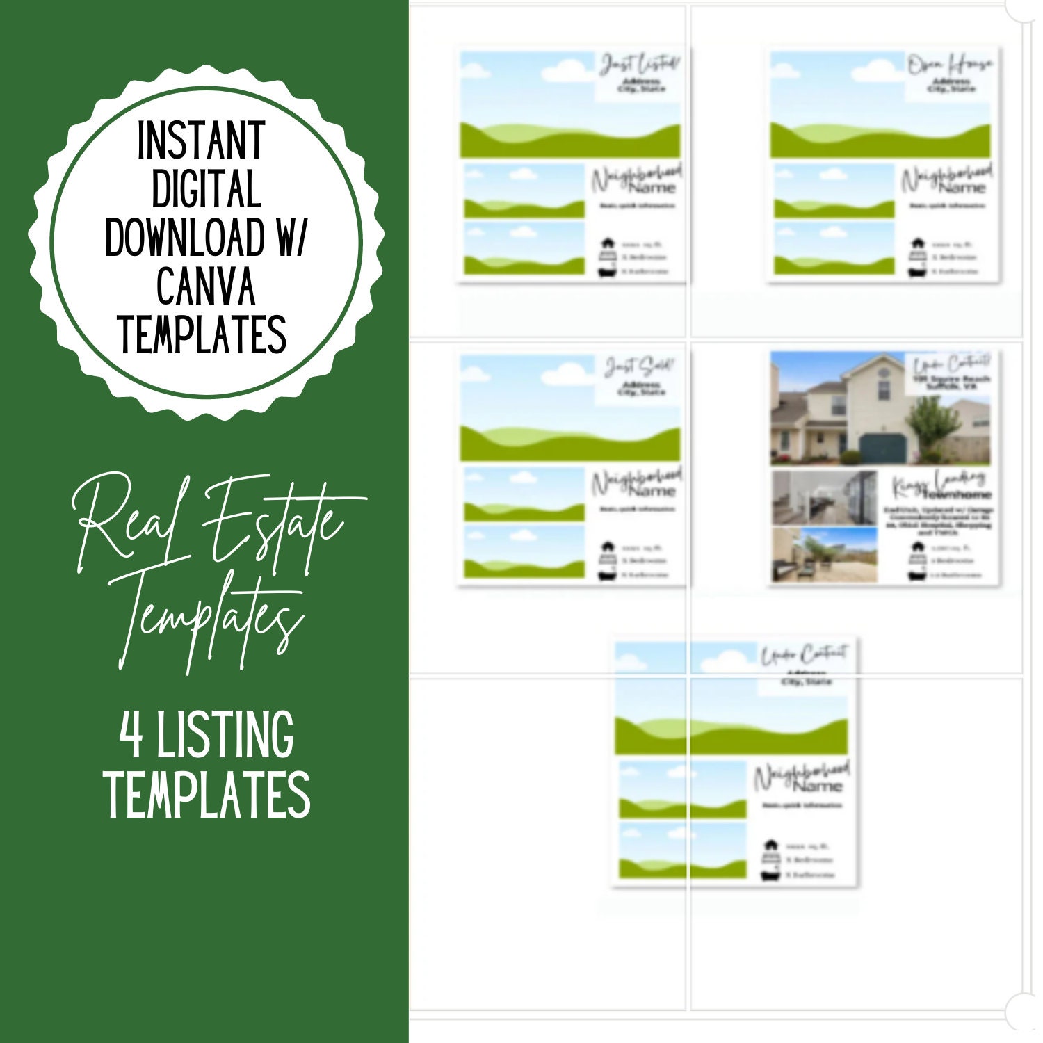 CANVA Template,real Estate Just Listed, Under Contract, Just Sold Canva ...
