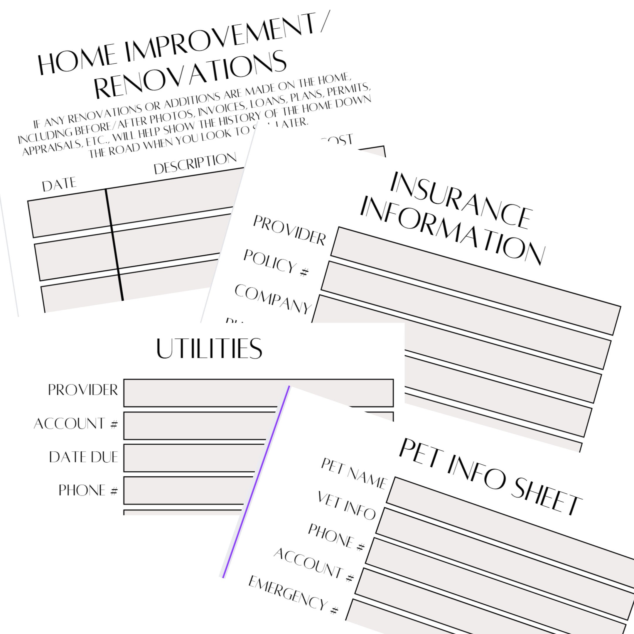 Printable PDF Household Binder Documents, Home Management Binder ...