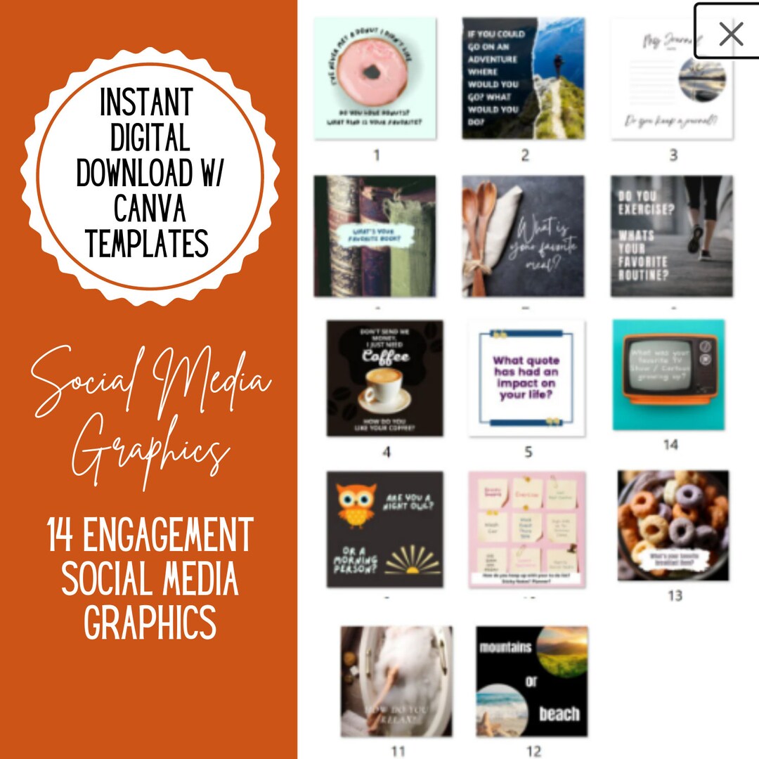 Canva Template Social Media Content,14 Engaging Posts, Planner Idea ...