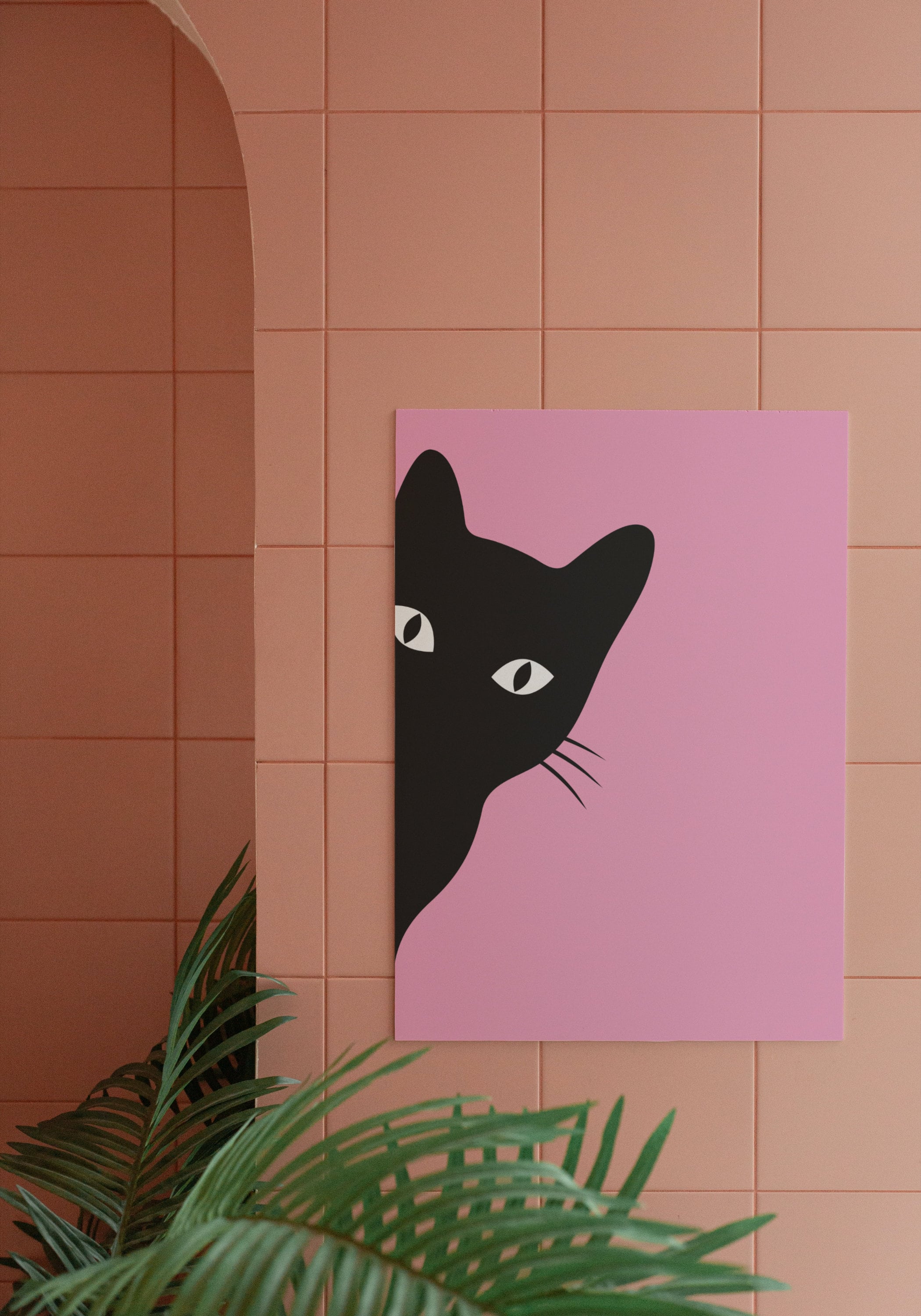 Black Cat Poster, Funny Cat Digital Print, Room Pink Decor, Teen ...