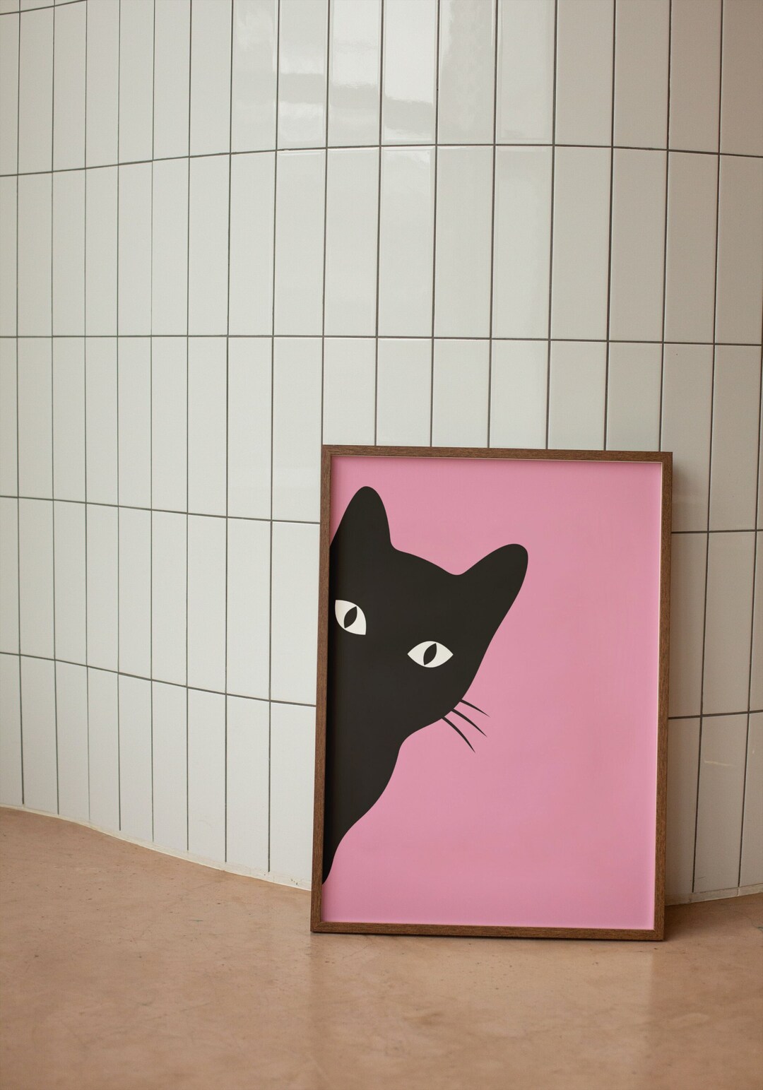 Black Cat Poster, Funny Cat Digital Print, Room Pink Decor, Teen ...