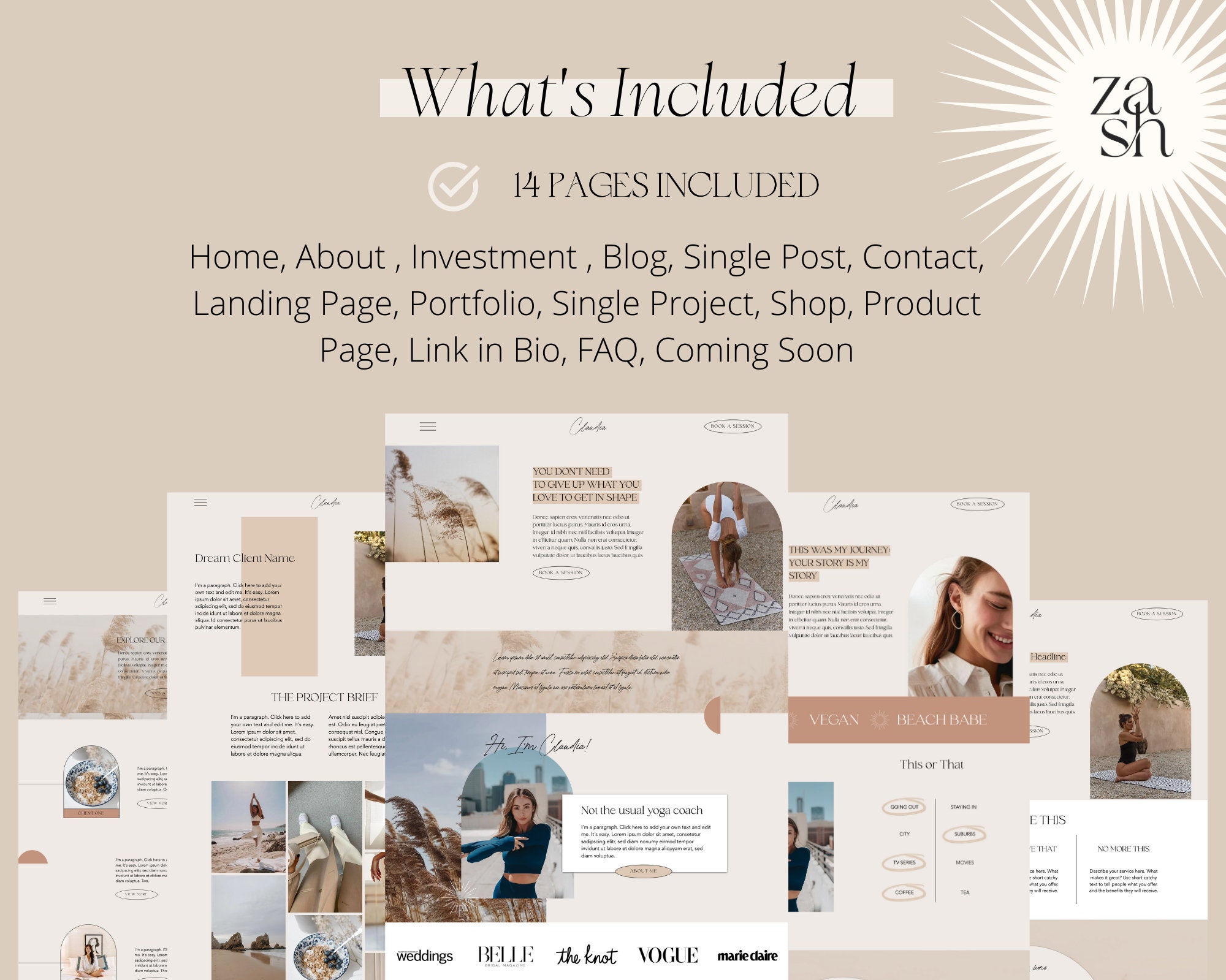 Wix Website Template, Boho Website Template for Coaches, Photography ...