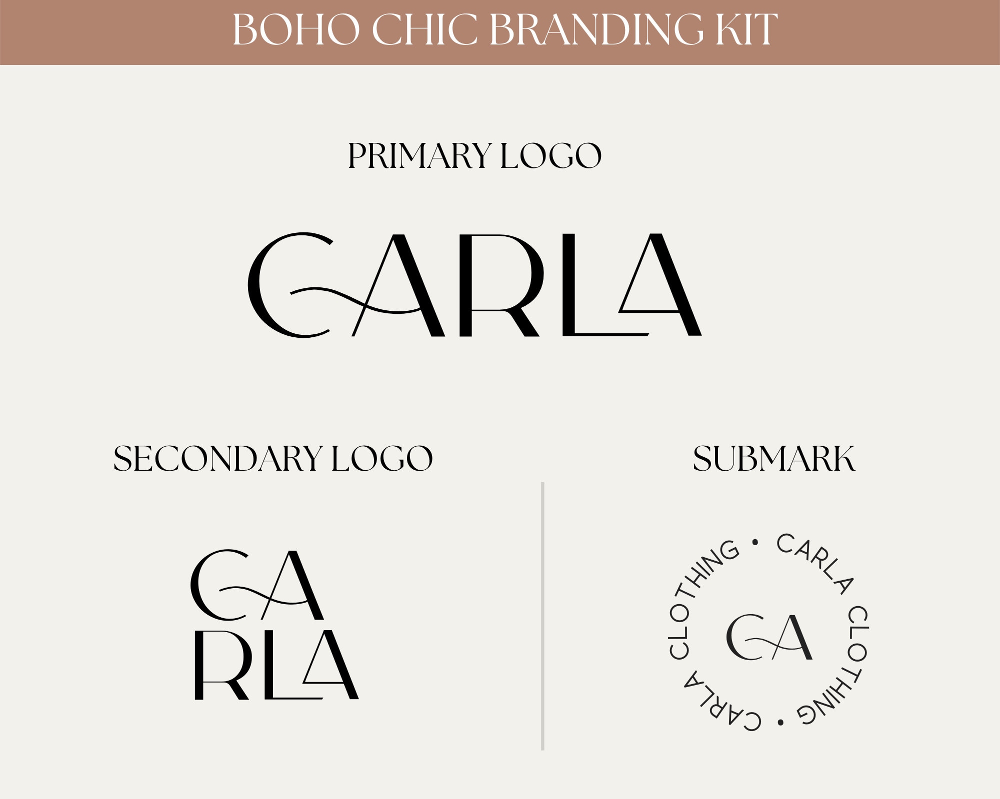 Boho Logo Design and Branding Kit, Modern Feminine Logo - Etsy