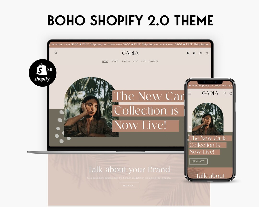 Boho Shopify Theme Template Minimal Shopify Website - Etsy