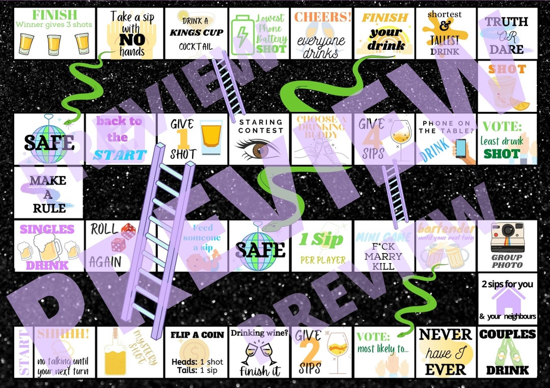 18+ Snakes and Ladders Drinking Party Board Game Digital Download - Etsy