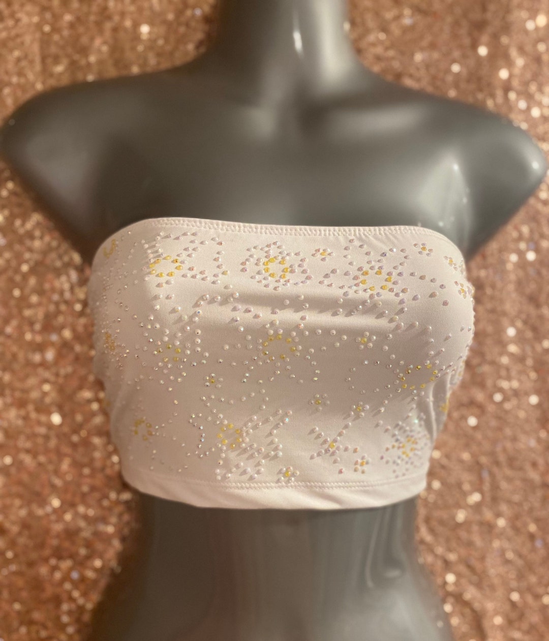 Embellished White Daisy Tube Top SIZE MEDIUM - Etsy