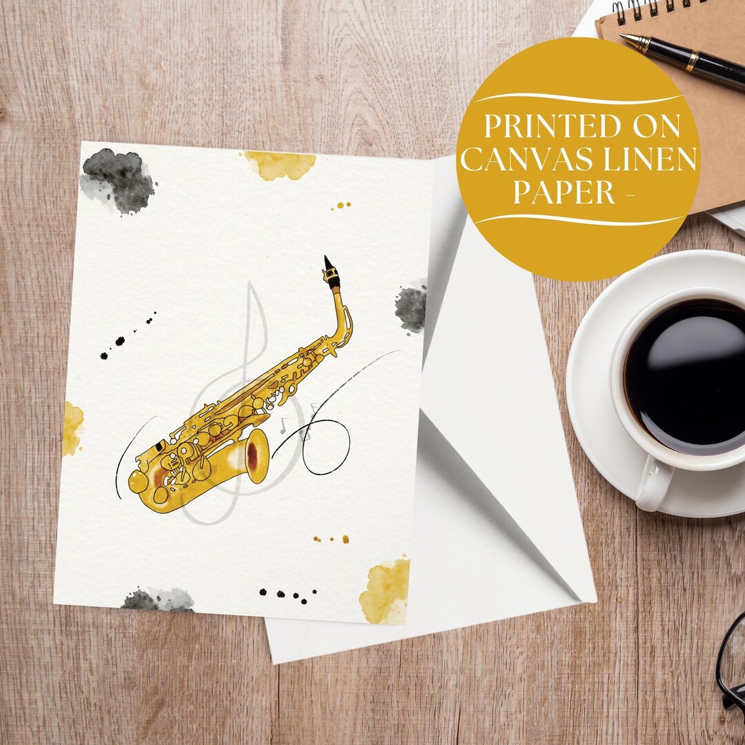 Saxophone Musical Instrument Blank Notecard | Gifts Greeting Cards ...