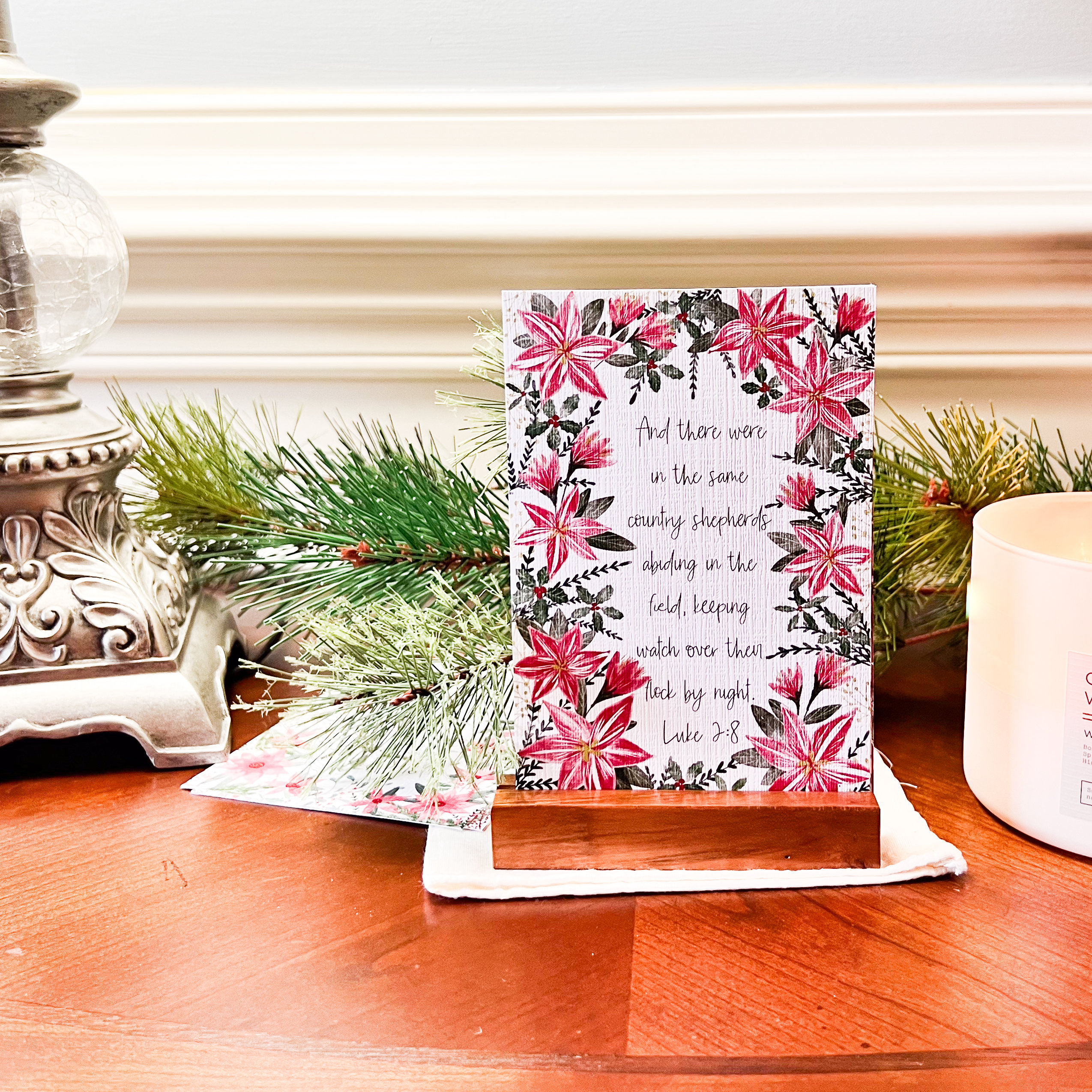 Christmas Story Scripture Cards From Luke 2 With Wooden Stand | KJV ...