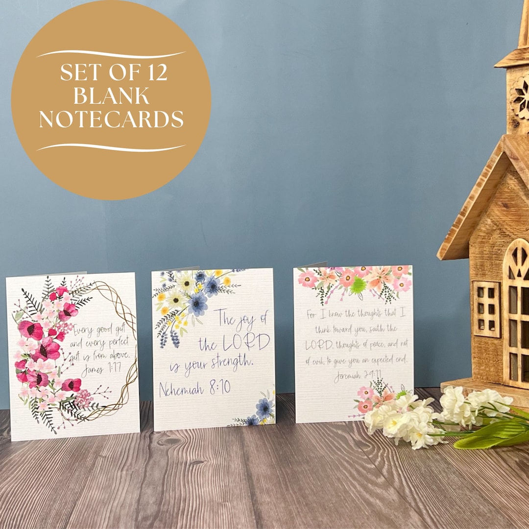Encouragement Scripture Notecards Set of 12 | Christian Blank Cards ...