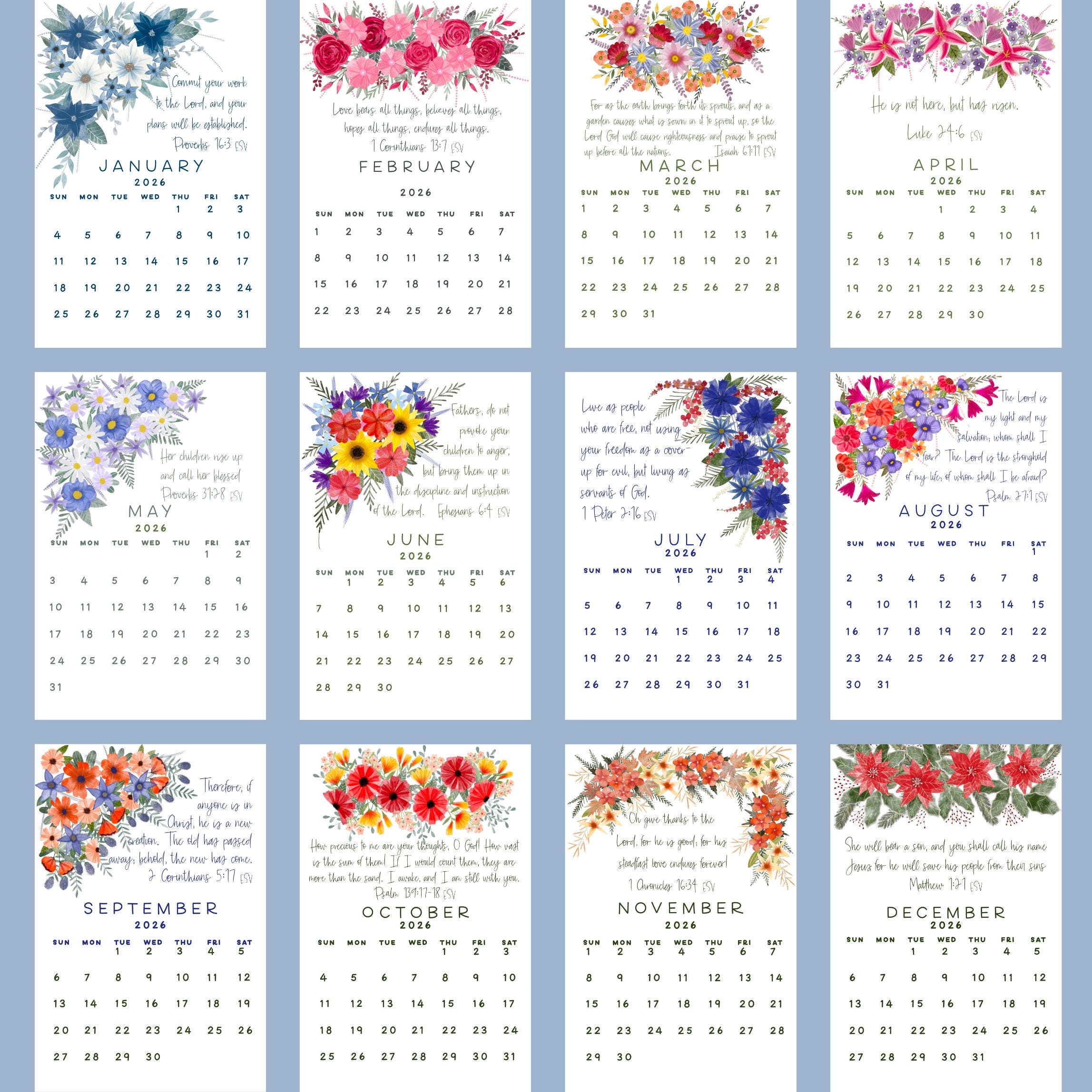 2026 Scripture Desk Calendar | Christian Gift for Women | 12 Months of ...