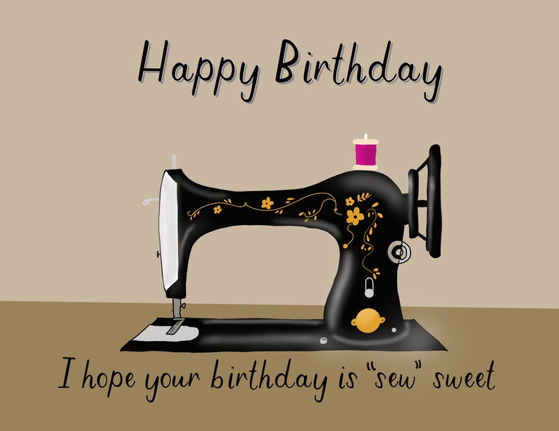 Seamstress Birthday Card, Vintage Sewing Birthday, Antique Sewing ...