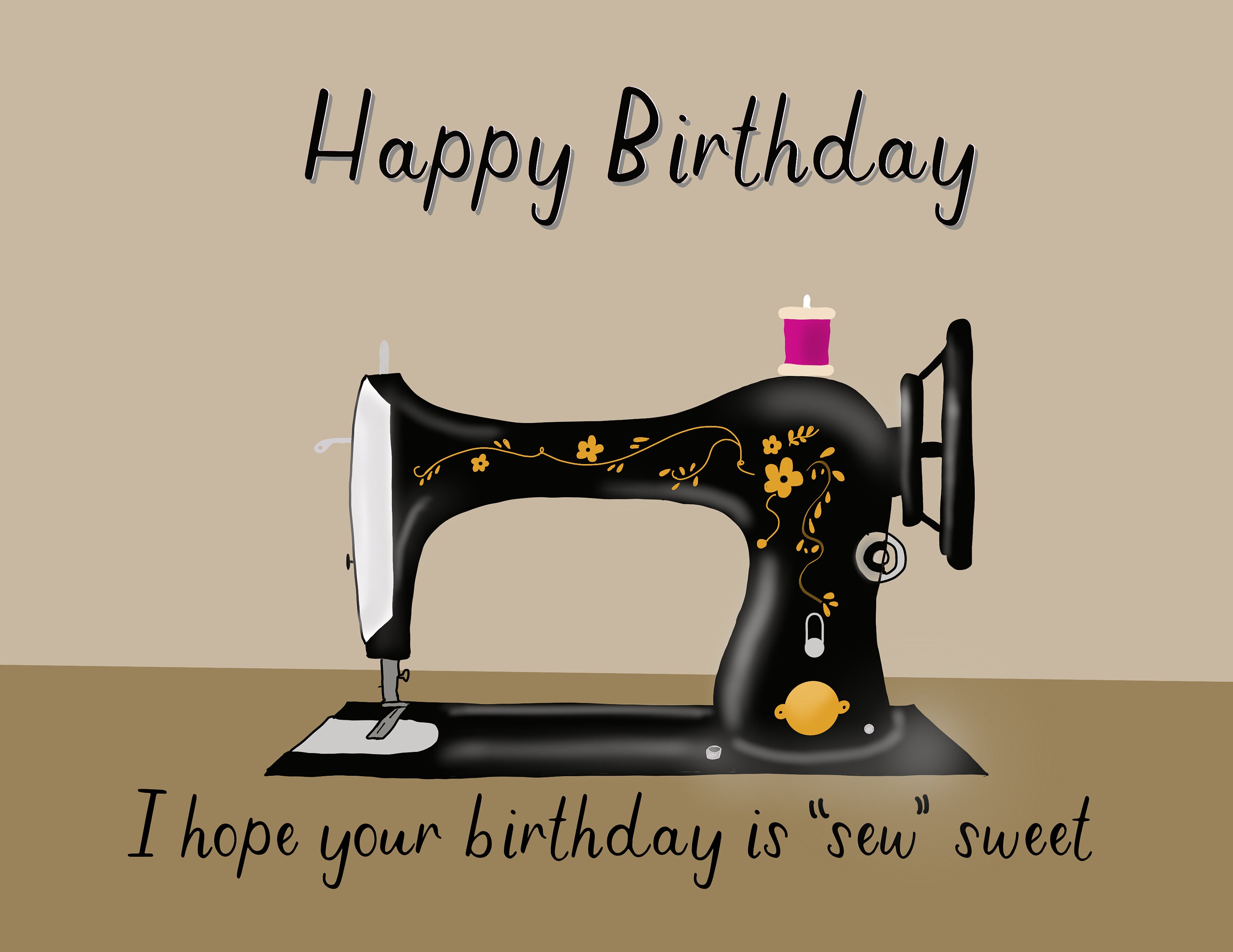 Seamstress Birthday Card, Vintage Sewing Birthday, Antique Sewing ...