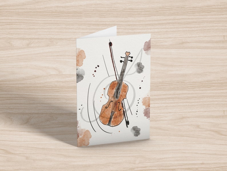 Violin Notecard, Instrument Cards, Folded Blank Notecard, Music Teacher ...