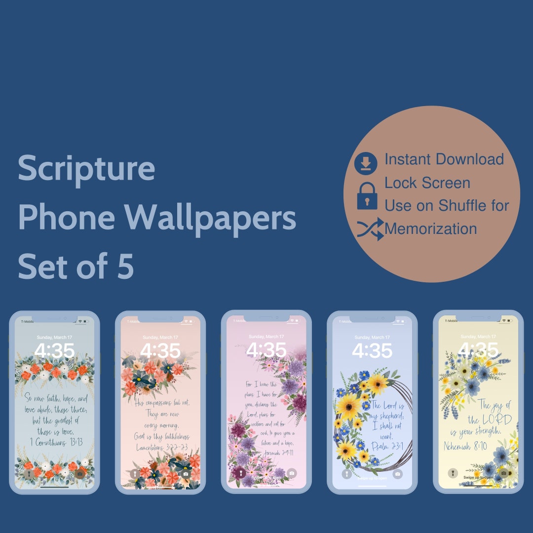 Scripture Phone Wallpaper Set: Christian Lockscreen (digital Download ...