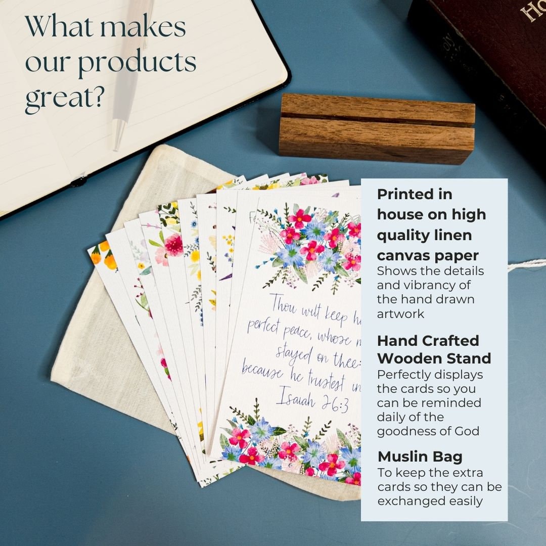 30 Scripture Cards With Wooden Holder Scripture Christian Gift Hand ...