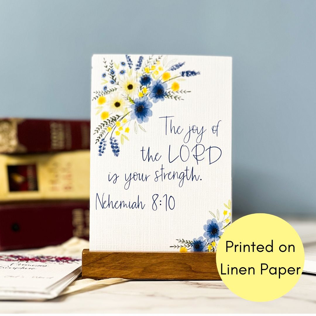 Scripture Cards on Linen Paper With Wooden Holder | Scripture Christian ...