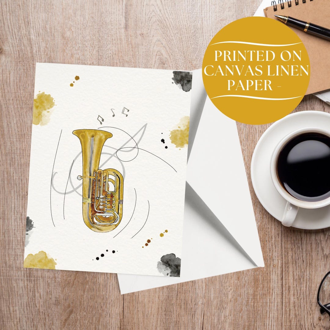 Tuba Musical Instrument Blank Notecard | Gifts Greeting Cards ...