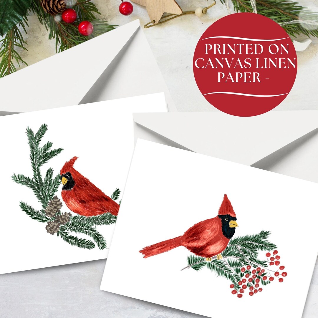 Cardinal Red Bird Card Set of 2 | Christian Gifts Cards | Notecards for Bird Lovers, Bird ...