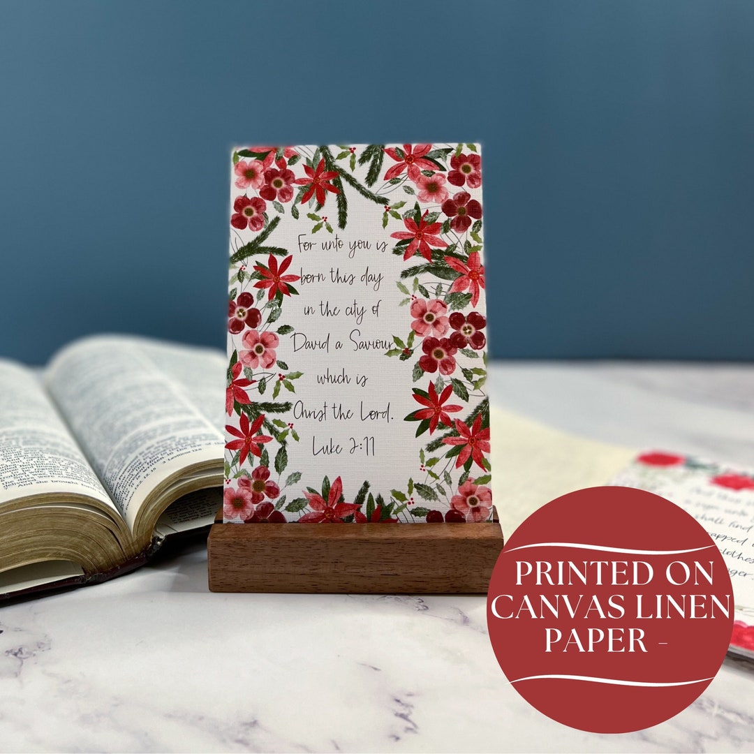 Christmas Story Scripture Cards From Luke 2 With Wooden Stand | KJV ...