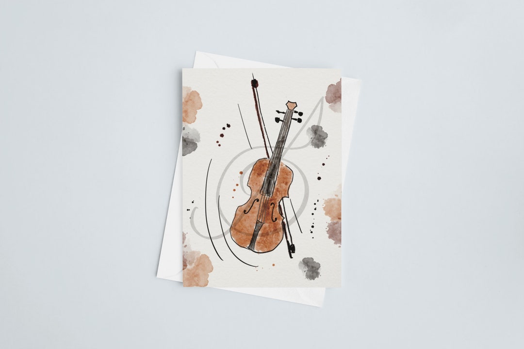 Violin Notecard, Instrument Cards, Folded Blank Notecard, Music Teacher ...