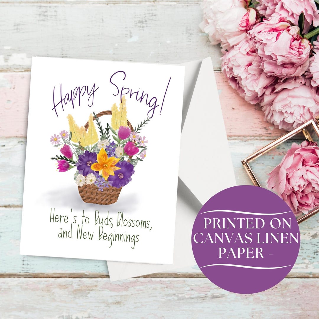 Happy Spring Card – Floral Greeting Card With Bright Bouquet | Easter ...