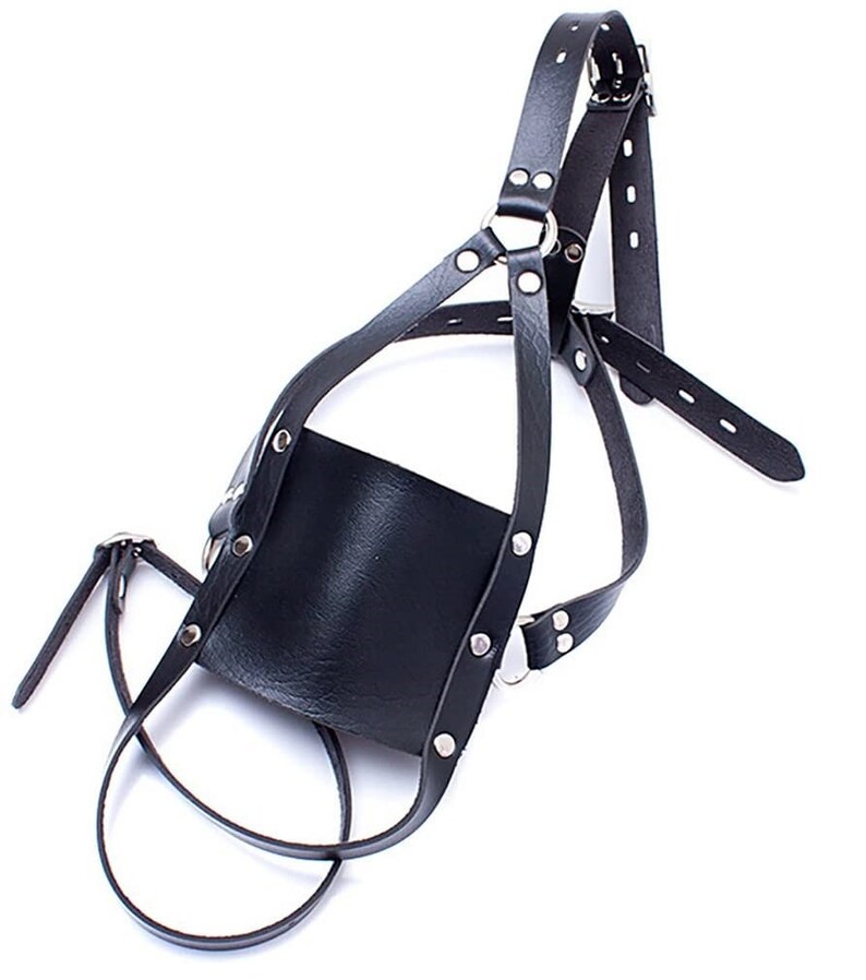Leather Bondage Bdsm Panel Gag Head Harness Mouth Ball Gag Etsy Australia