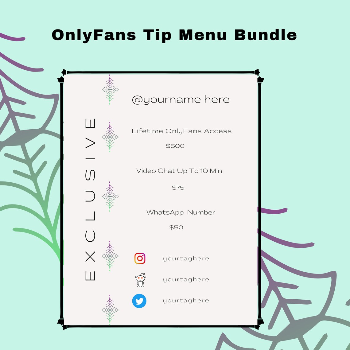 Onlyfans Tip Menu Bundle Kit Tip Menu Templates Fansly Etsy Hot Sex Picture
