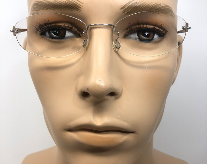 Vintage Lindberg Eyeglasses Glasses Frames Bronze Rimless Oval ...