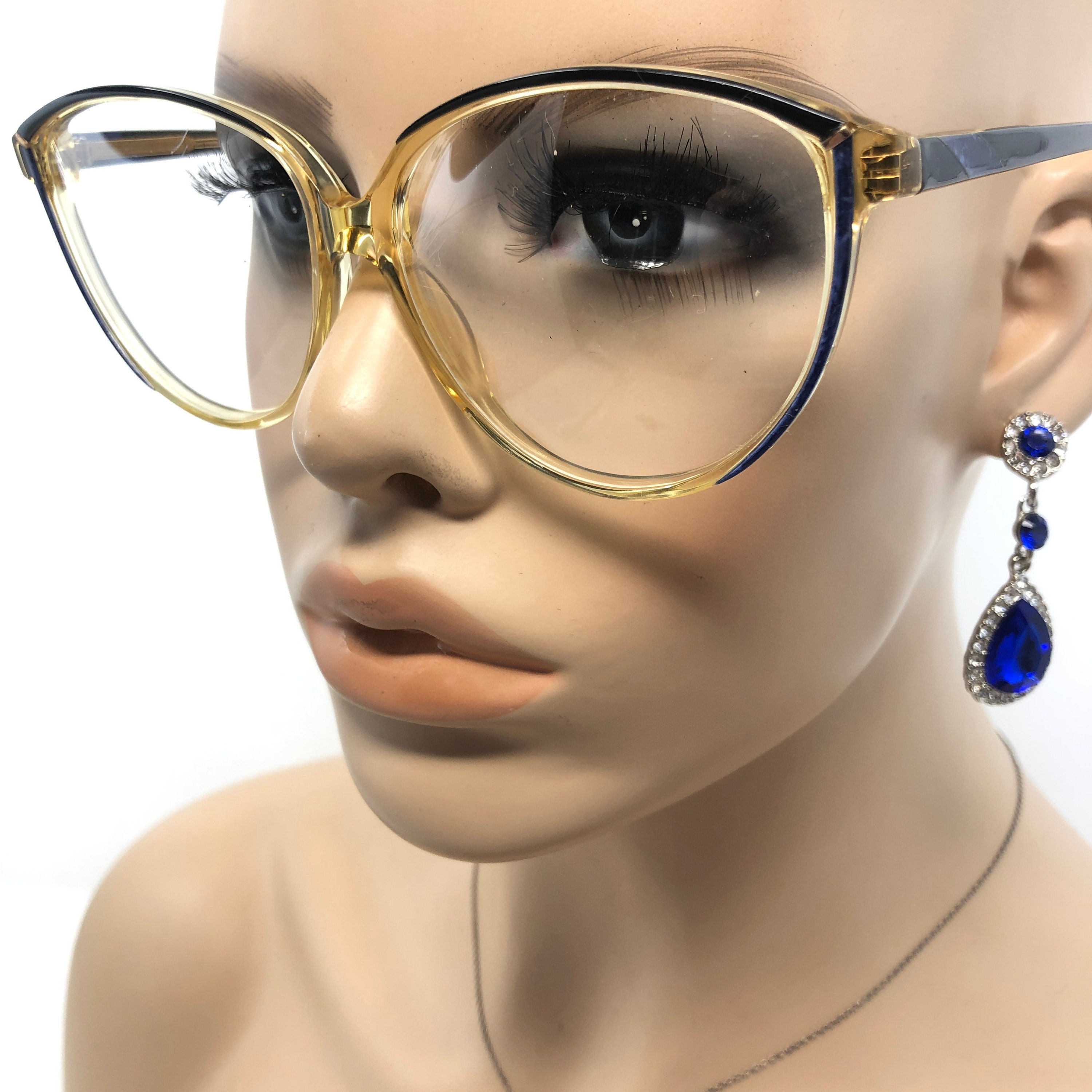 Vintage Cat Eye Eyeglasses Glasses Frames Black Clear - Etsy