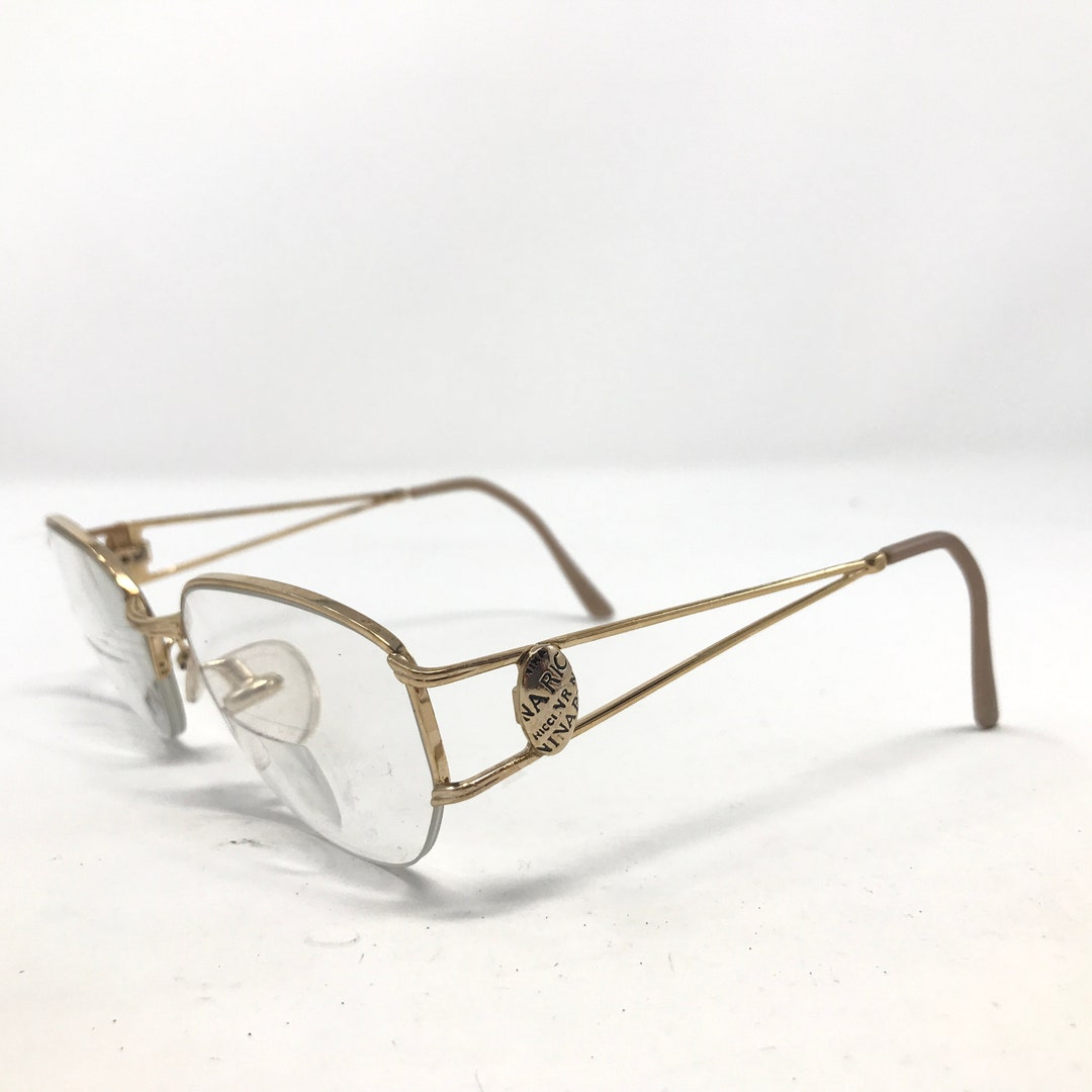 Vintage Nina Ricci Eyeglasses Glasses Frames Gold Oval Half Rim ...