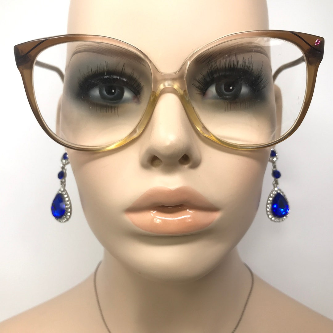 Vintage Ladies Eyeglasses Glasses Frame Clear Brown Oversize Etsy