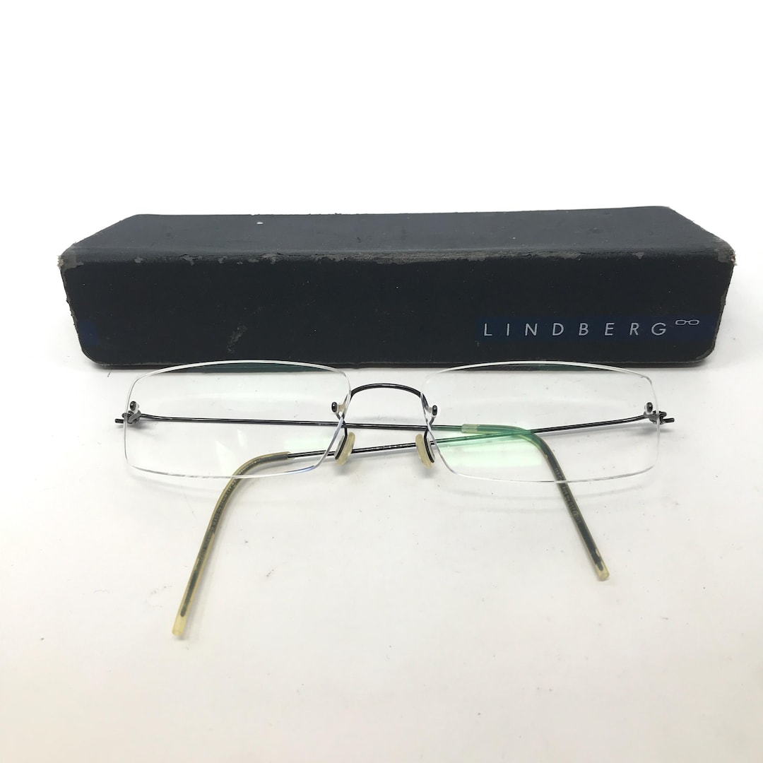 Vintage Lindberg Eyeglasses Glasses Frames Silver Oval Rimless ...